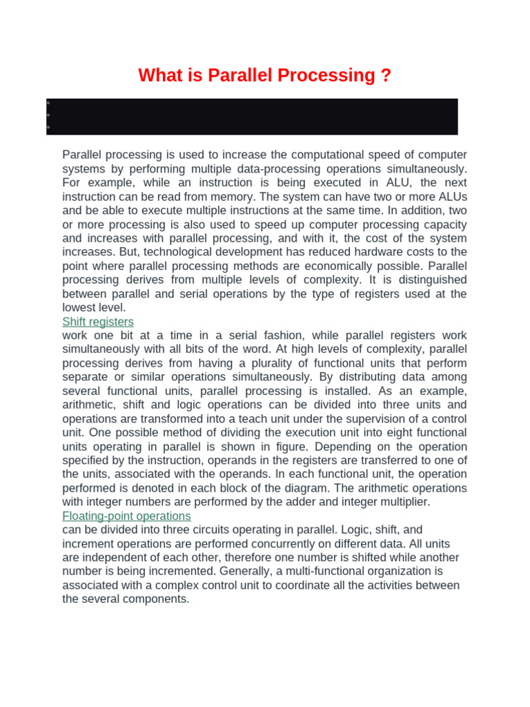 What is Parallel Processing | PDF | Central Processing Unit | Parallel ...