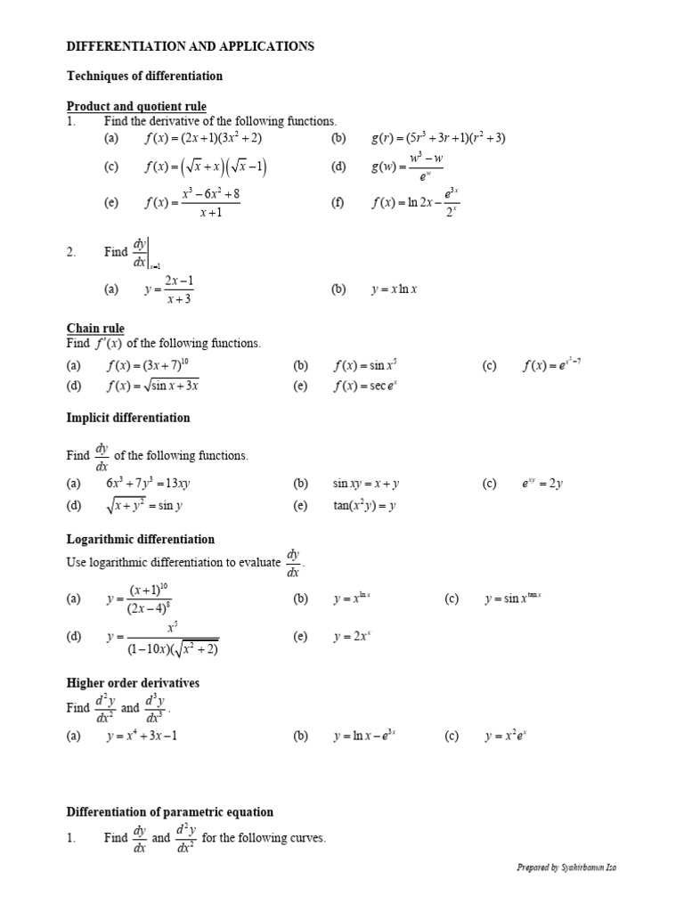 Chapter 2 Differentiation and Application Example | PDF | Derivative ...