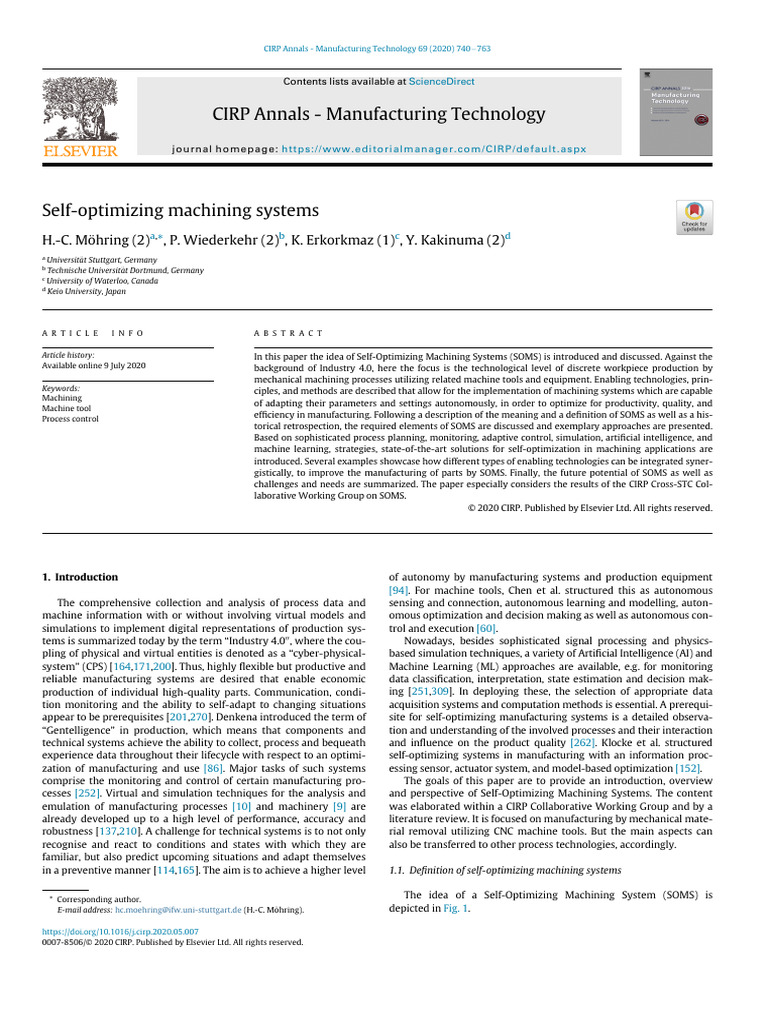 Self-Optimizing Machining Systems Explained | PDF | Machining | Simulation
