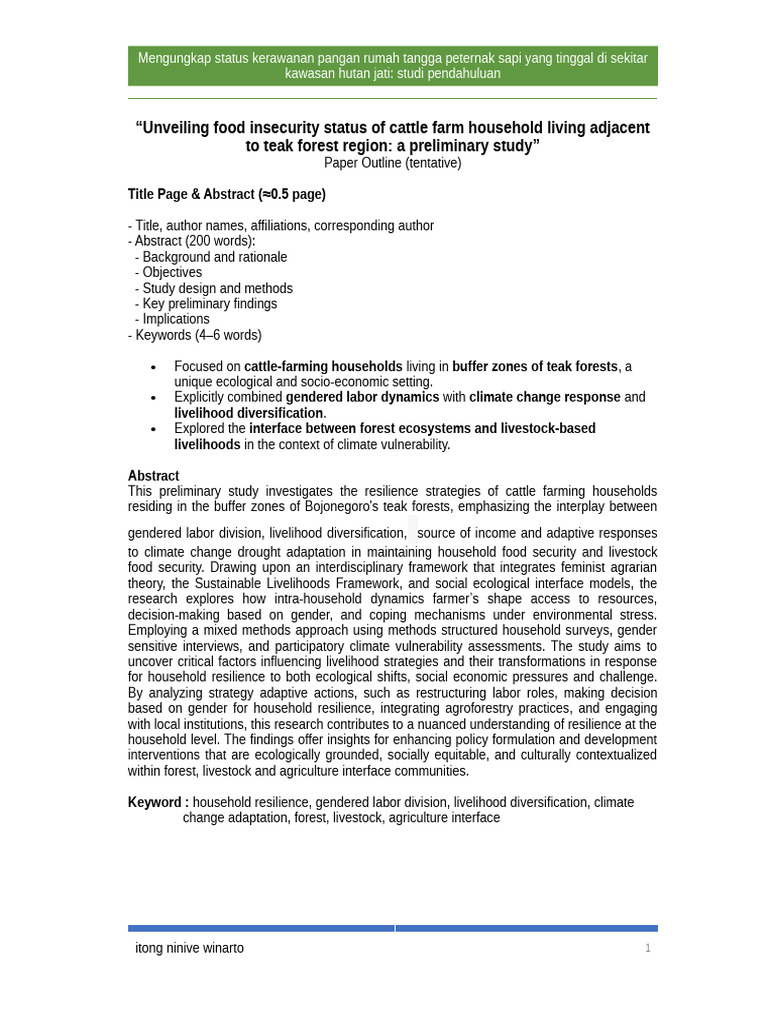 Conference Outline (Tentative)-Unveiling Food Insecurity Status of ...