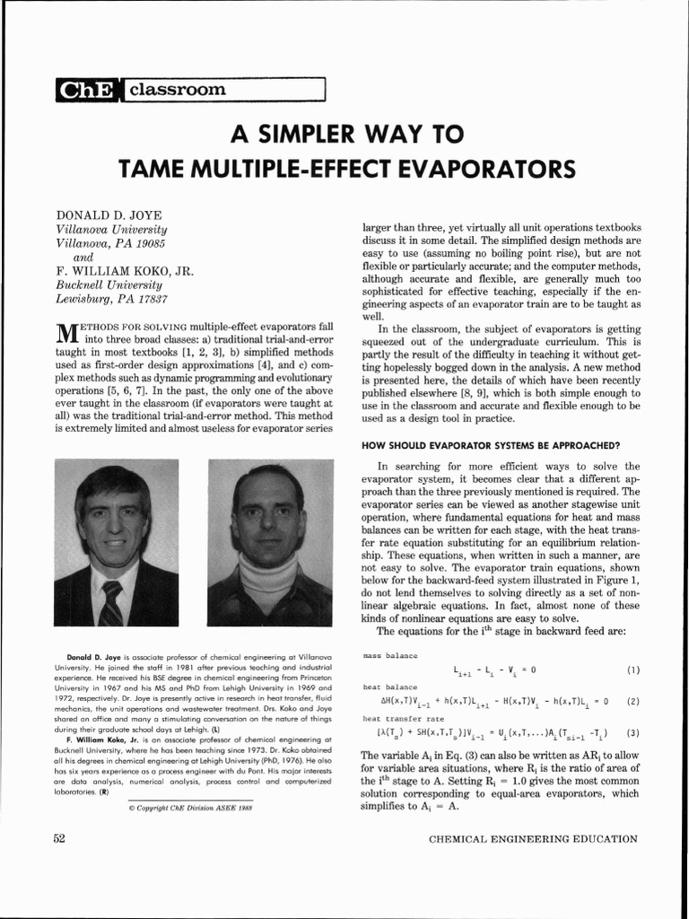 A SIMPLER WAY TO TAME MULTIPLE-EFFECT EVAPORATORS | PDF | Matrix ...
