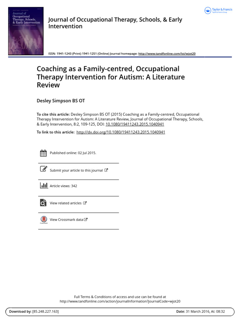 Simpson 2015 | PDF | Occupational Therapy | Autism
