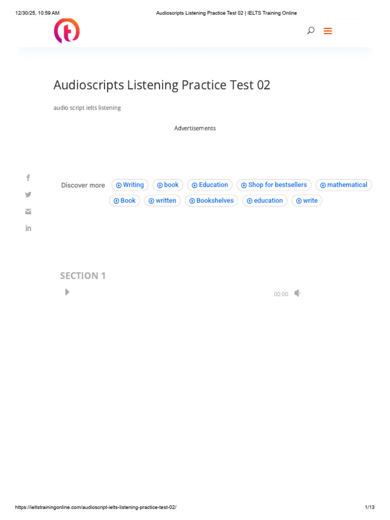 Audioscripts Listening Practice Test 02 _ IELTS Training Online | PDF ...