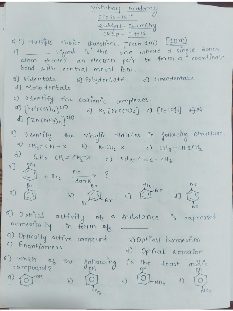 Chemistry 12th | PDF