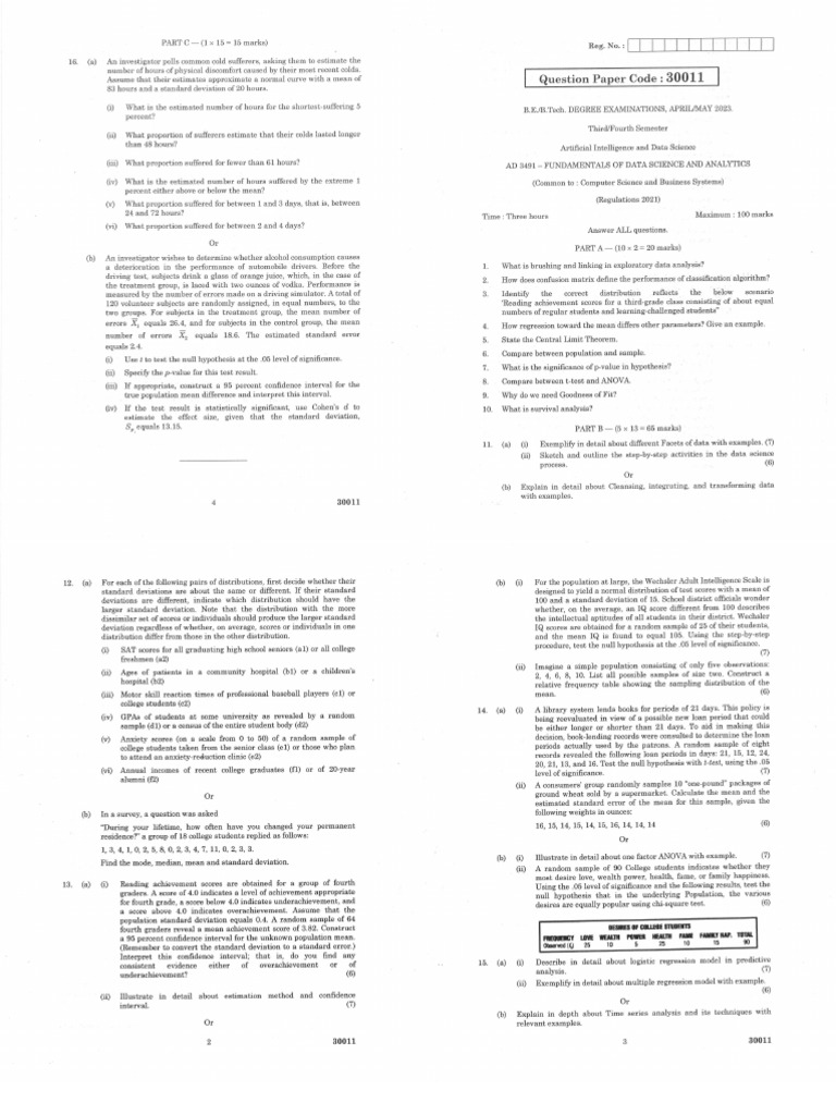 FDSA University Question Paper | PDF