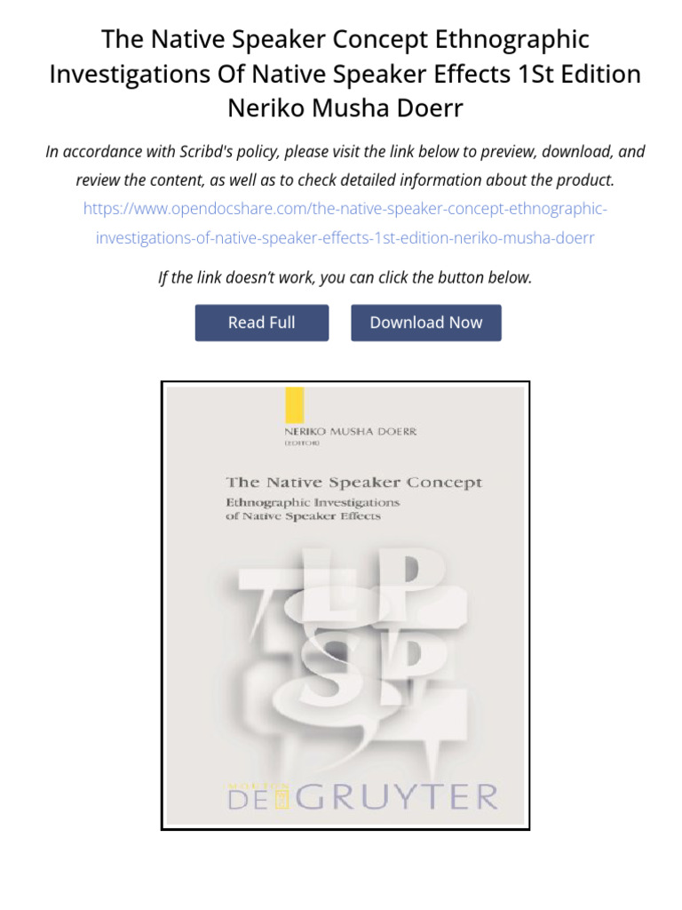 The native speaker concept ethnographic investigations of native ...