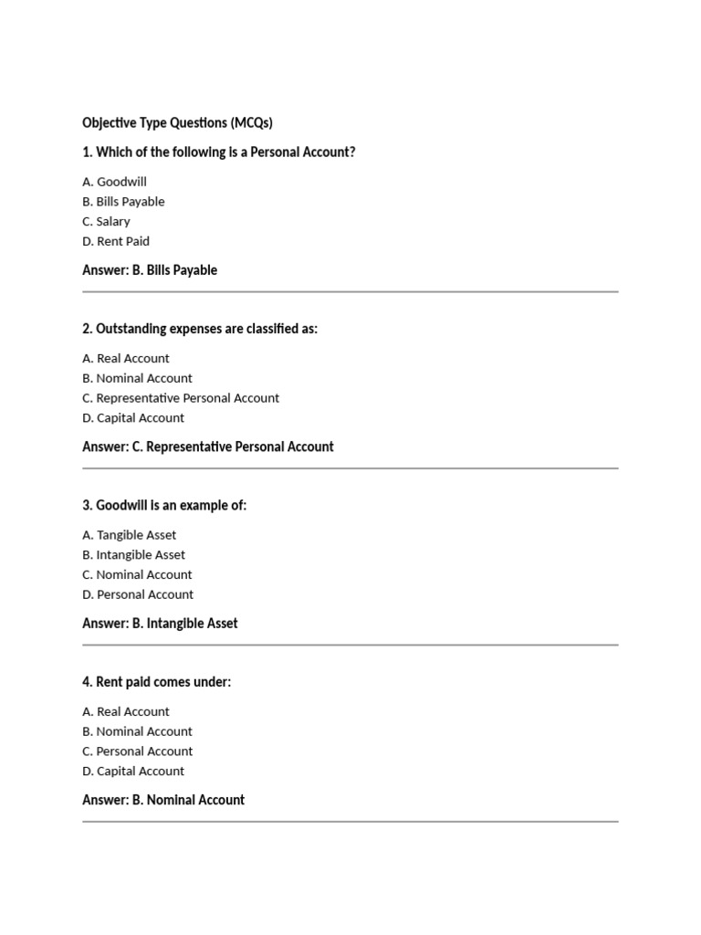 Here Are Objective Type Questions With Answers From The Page You Shared ...