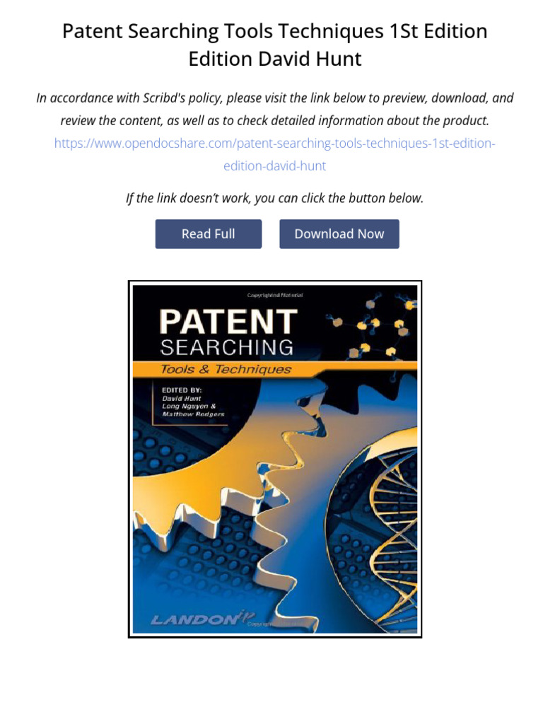 Patent searching tools techniques 1St Edition Edition David Hunt pdf ...