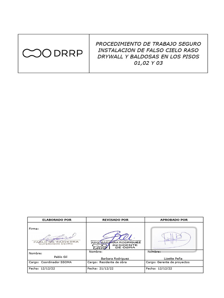 SST-PR-E-09-Instalacion de Falso Cielo Raso Drywall y Baldosas | PDF ...