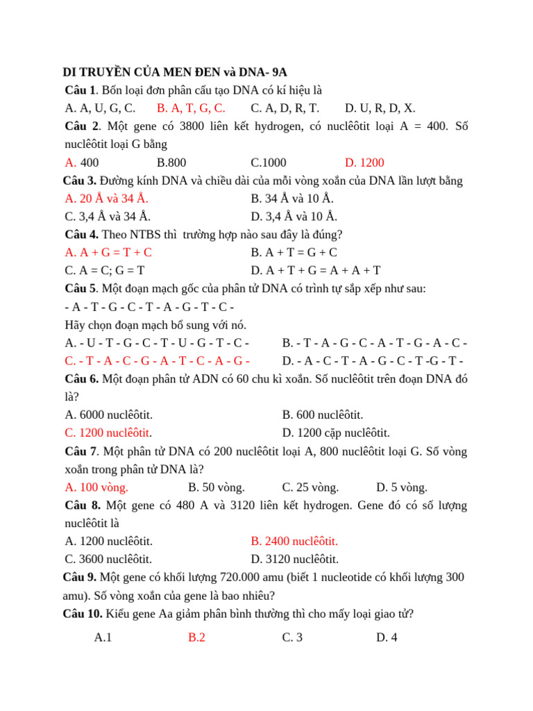 9a - Mendel Và Dna | PDF