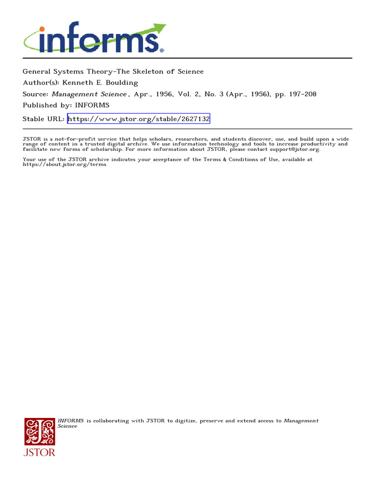 General Systems Theory - Boulding | PDF | Theory | Science