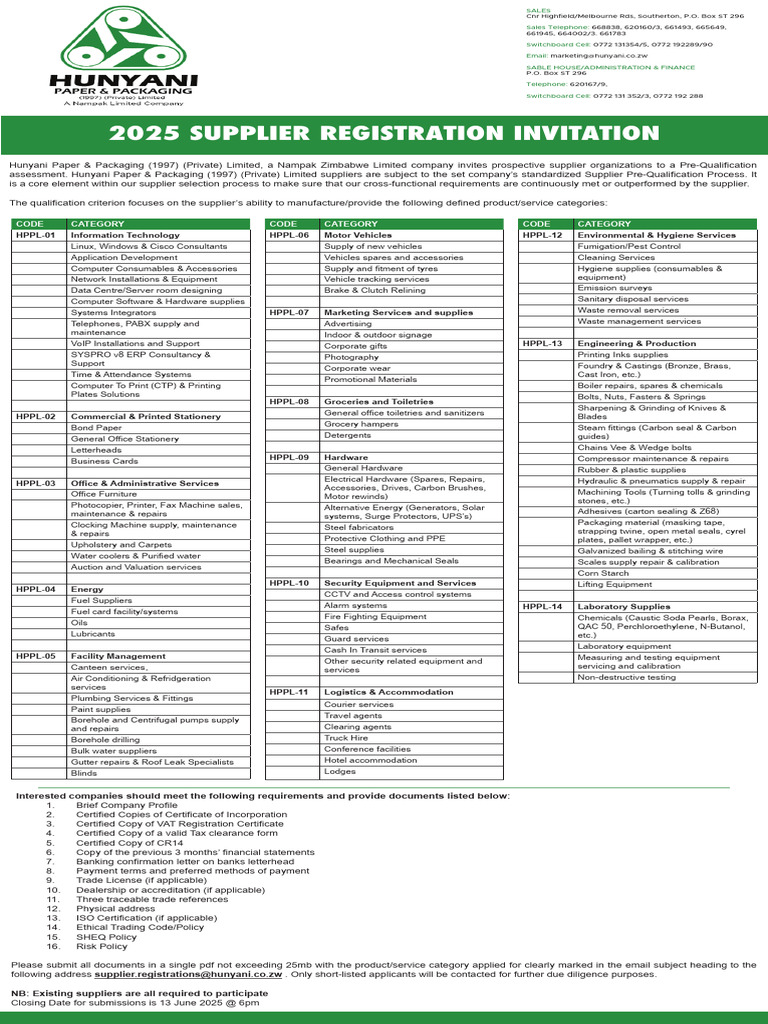 Supplier Registration Invitation 2025 | PDF