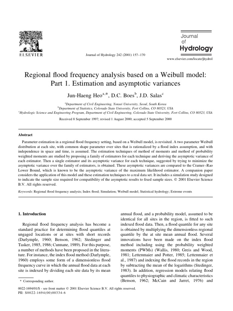 Regional Flood Freq 1 Estimation Heo Et Al Pdf Estimator Variance