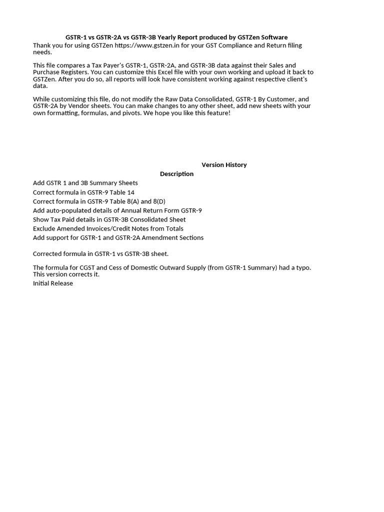 GSTZen GSTR1 vs 2A vs 3B Sample | PDF | Microsoft Excel | Invoice