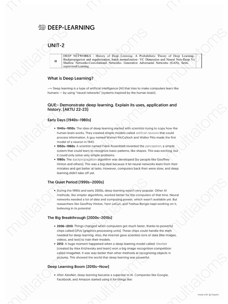 Unit 2 (Bai-701) Deep Learning | PDF