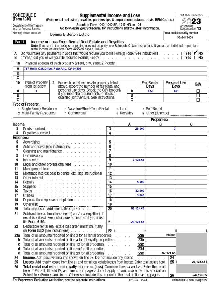2023 Schedule E (Form 1040) | PDF | Economies | Payments