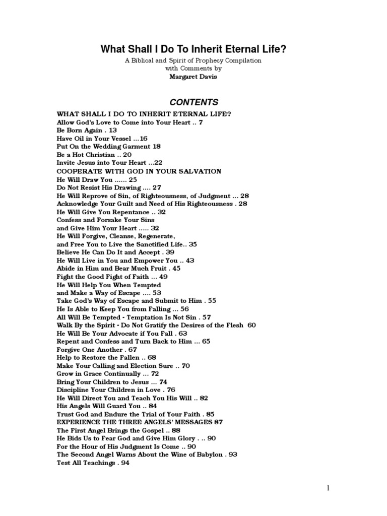What Shall I Do To Inherit Eternal Life | PDF | Grace In Christianity ...