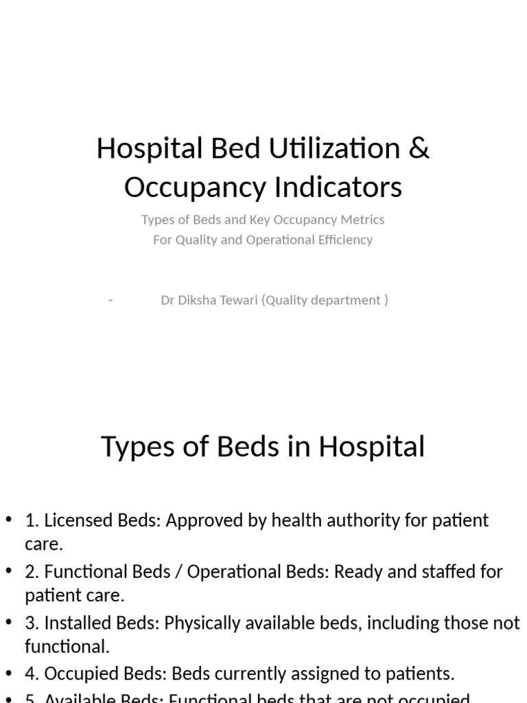 Hospital Bed Utilization Indicators Updated | PDF | Hospital | Patient