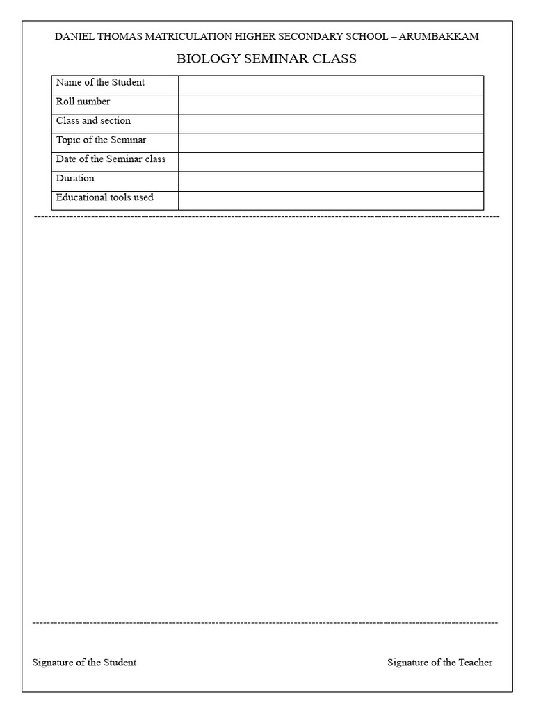 Xii-Seminar Class Front Sheet | PDF