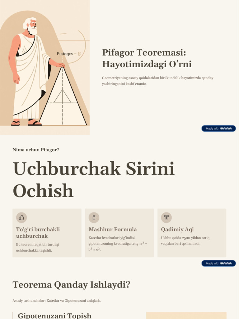 Pifagor Teoremasi Hayotimizdagi Orni | PDF