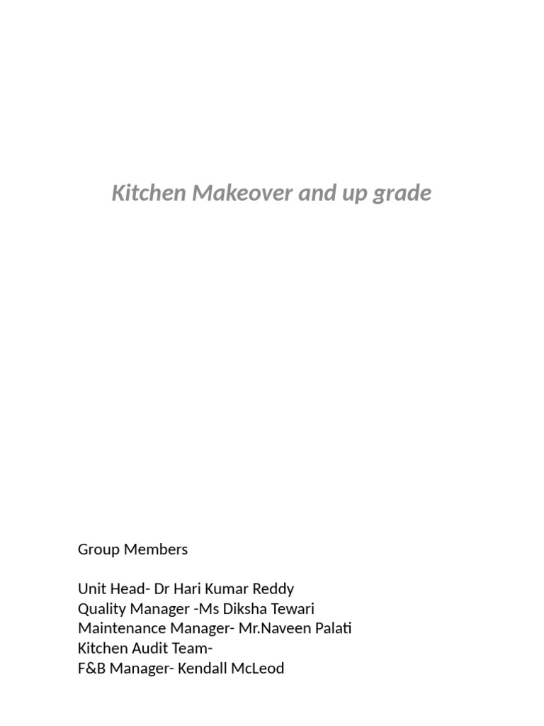 Kitchen Upgrade Audit and Recommendations | PDF