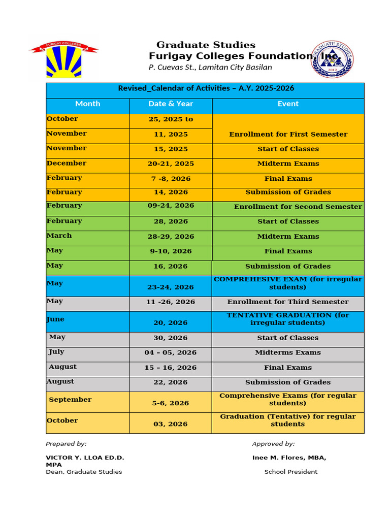 Revised Calendar - Of.activity.25 26 | PDF