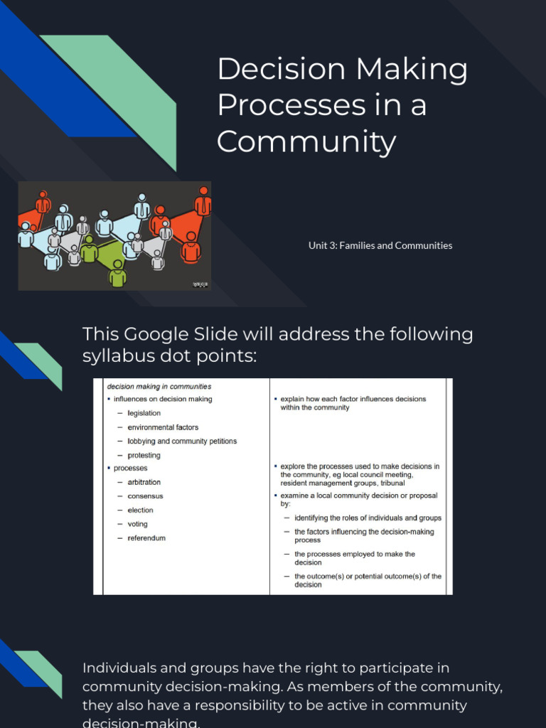 4. a. Decision Making Processes in the Community | PDF | Elections ...