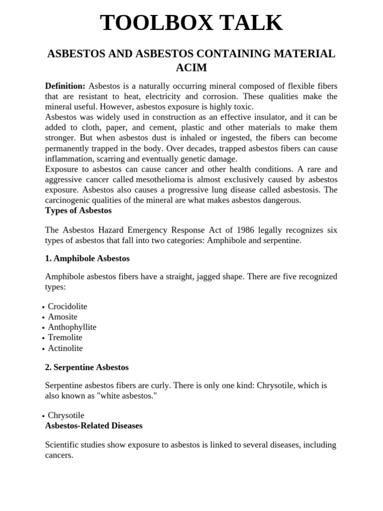 Asbestos Safety and Health Guidelines | PDF | Asbestos | Toxicology