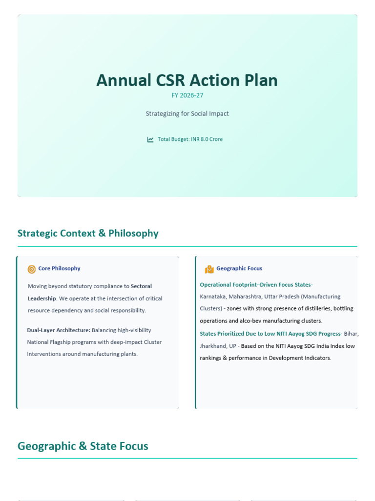 FY 2026-27 CSR Action Plan Overview | PDF | Natural Environment | Economies