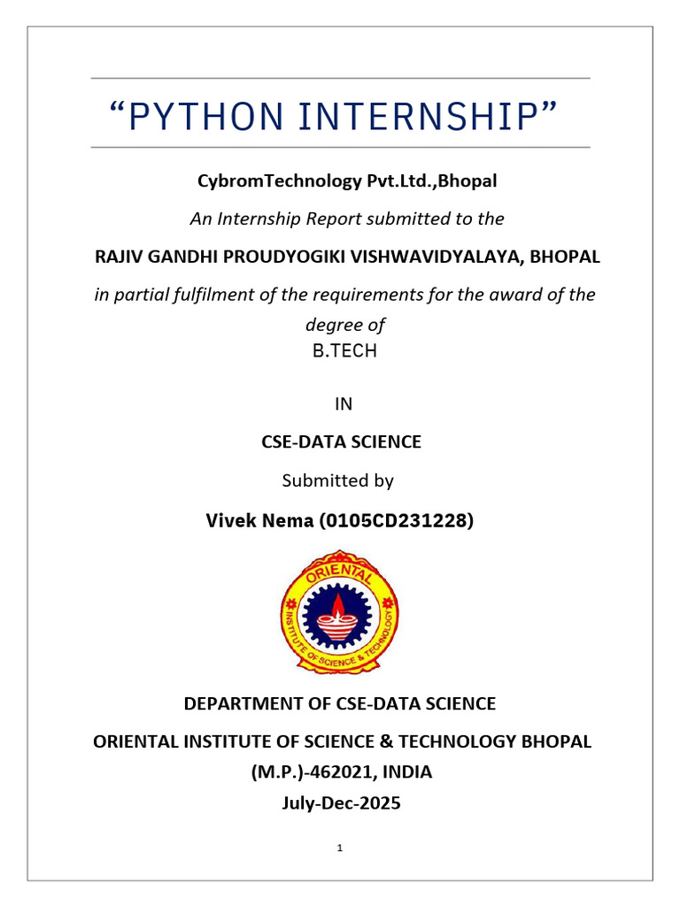 PYTHON INTERNSHIP-1.pdf (2) (1) | PDF | Computer Program | Programming