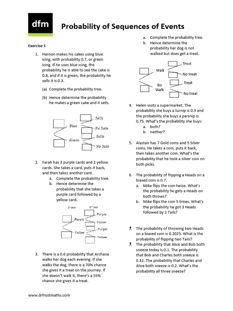 Probability Exercises and Solutions | PDF