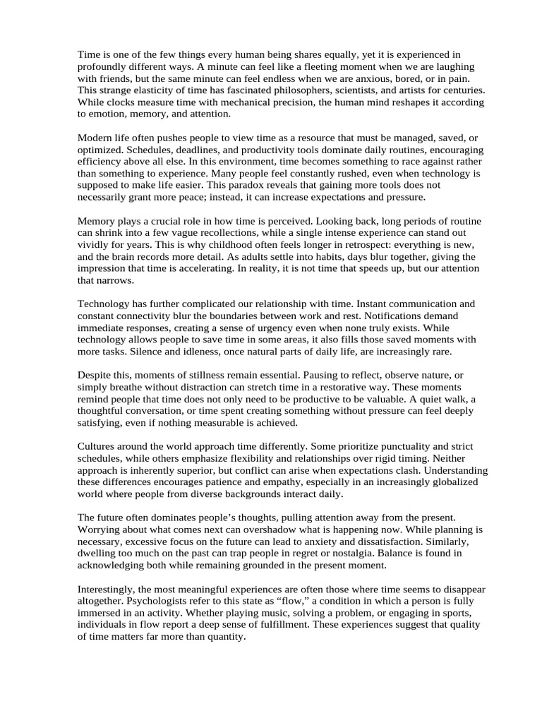 Understanding Time: Perception vs. Reality | PDF | Attention ...