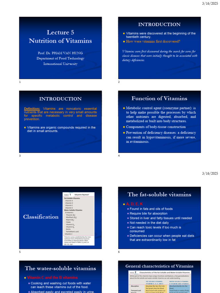 Vitamins: Functions, Deficiencies, and Sources | PDF | Vitamin A | Vitamin
