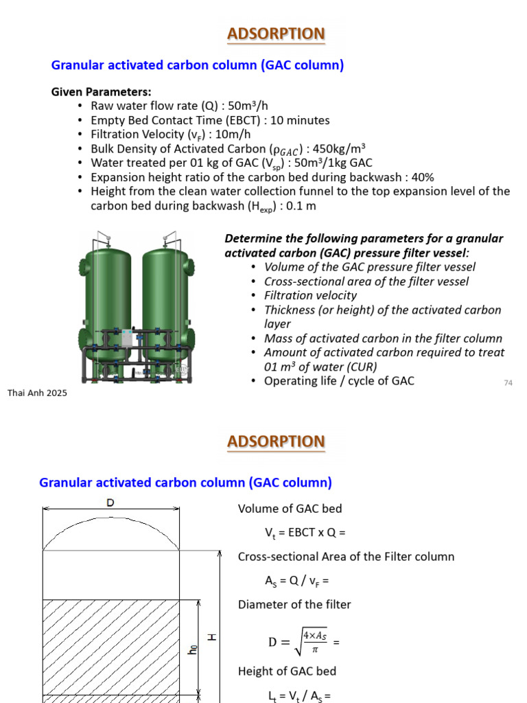 GAC Column Design Parameters Guide | PDF | Filtration | Physical Sciences