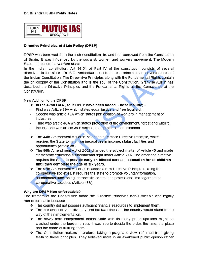 Understanding Directive Principles of State Policy | PDF | Political ...
