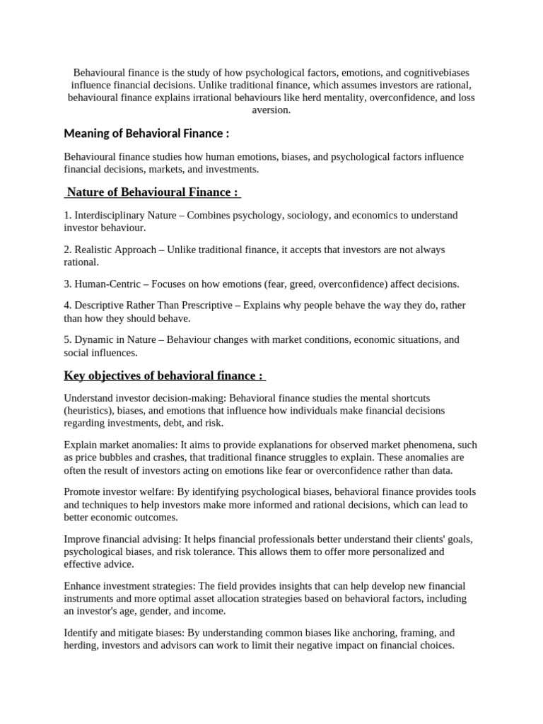 Behavioral Finance Chapter 1 Note | PDF | Behavioral Economics | Risk