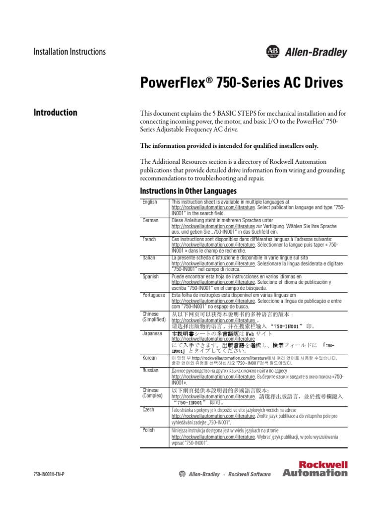 PowerFlex 750-Series AC Drive Installation Guide | PDF | Electrostatic ...