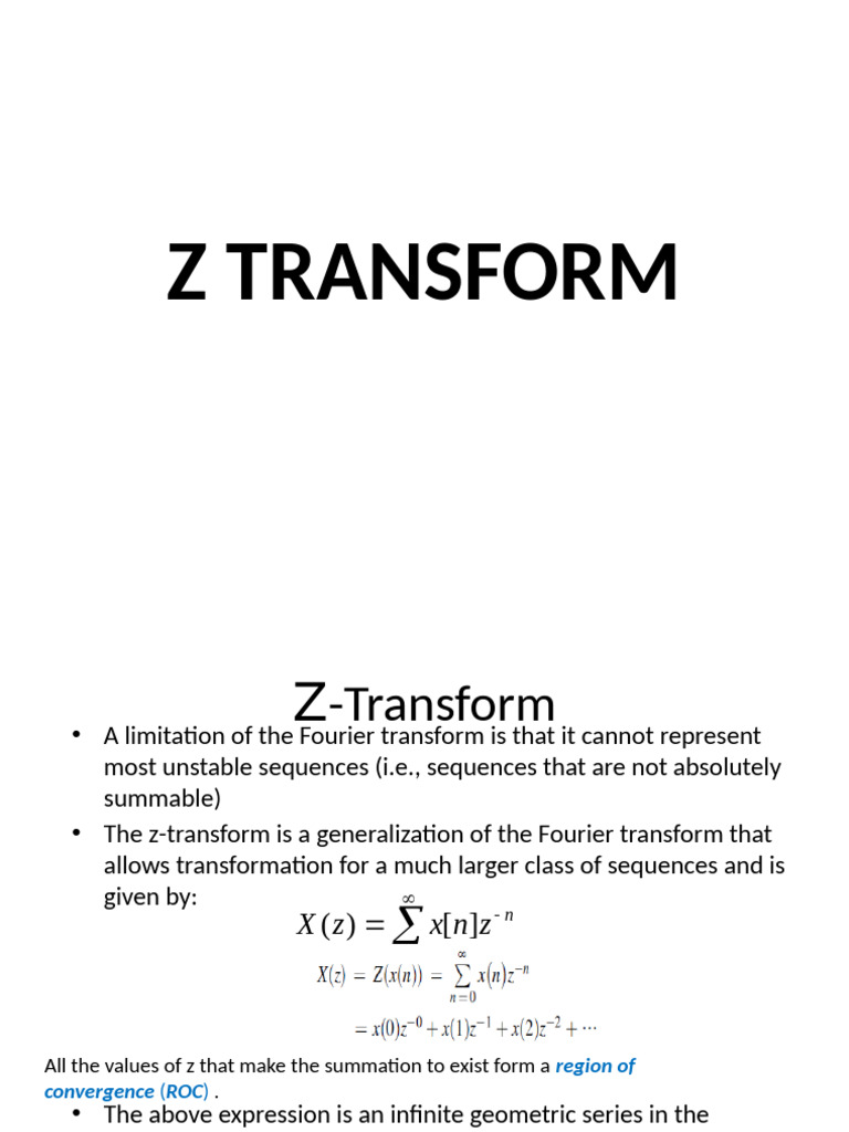 Understanding the Z-Transform and ROC | PDF | Calculus | Mathematical ...