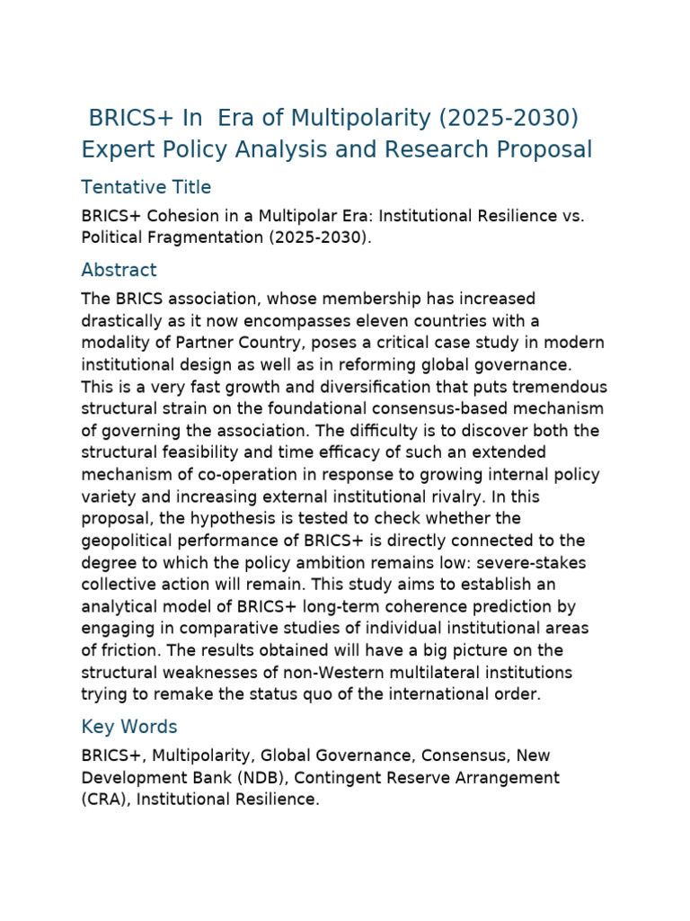 brics+ (1) | PDF | Global Governance | Policy
