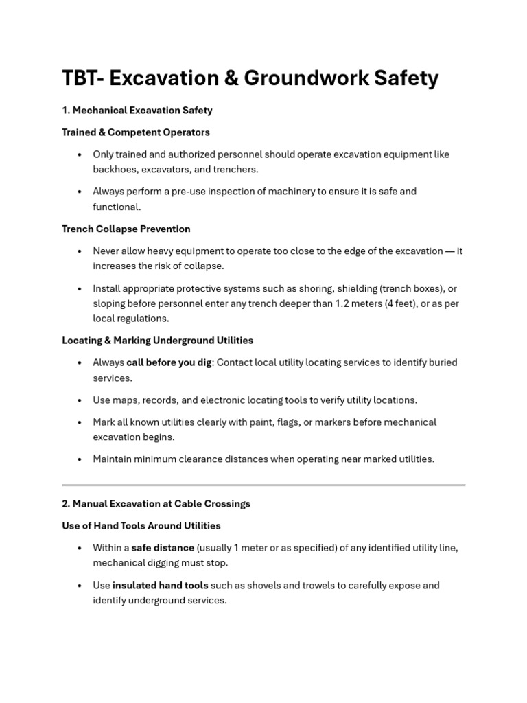 Excavation Safety Guidelines and Best Practices | PDF | Trench