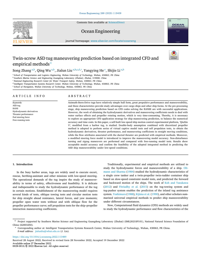 ASD Tug Maneuvering Prediction Using CFD | PDF | Propeller | Ships