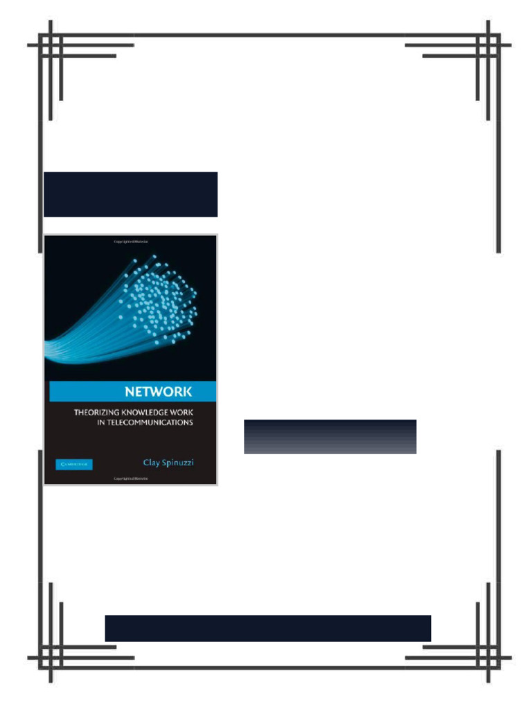 Network Theorizing Knowledge Work in Telecommunications 1st Edition ...