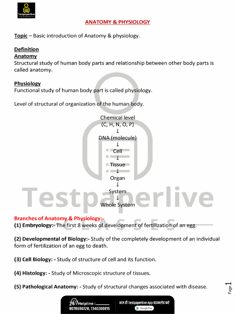 1st Part Anatomy Physiology and Pathology | PDF