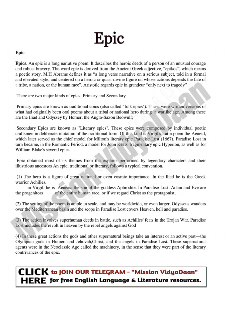 EPIC Literary Device | PDF