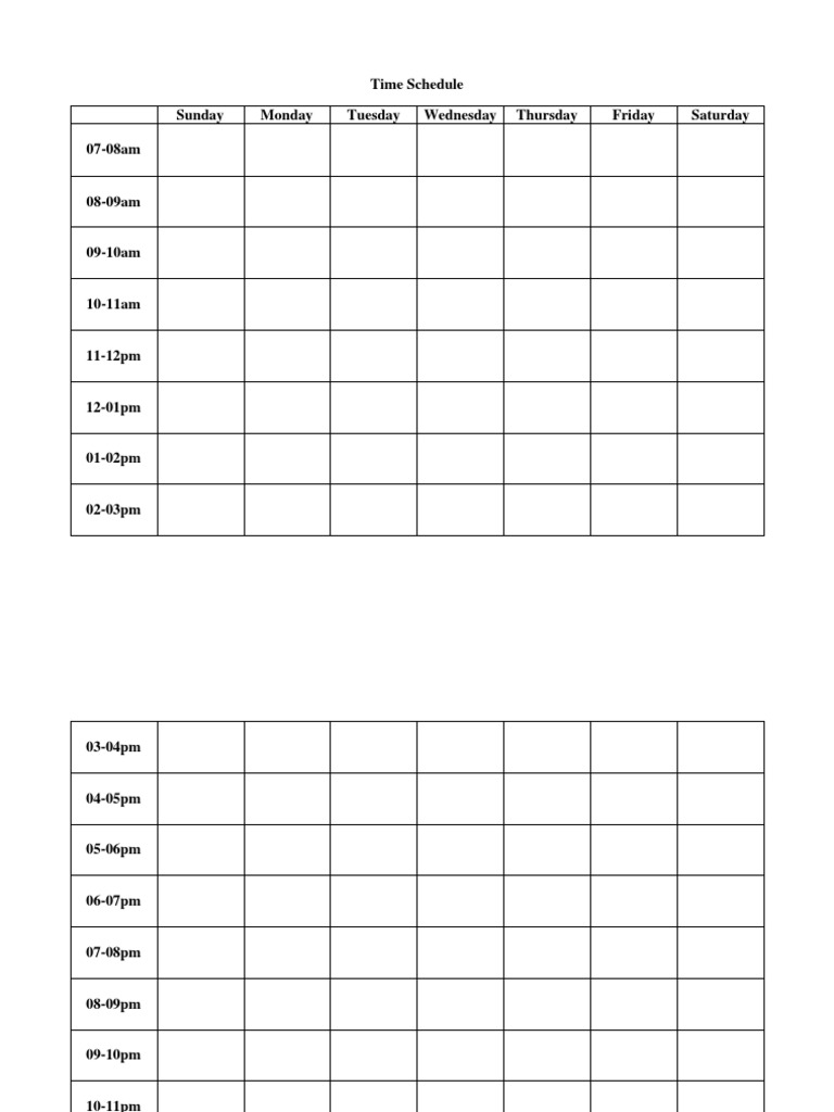 Time Schedule Format | PDF | Cooking, Food & Wine