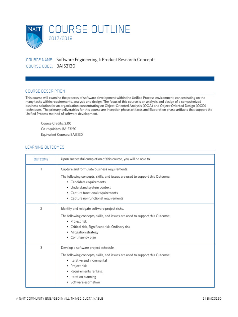 Course Outline BAIS3130 - 2017 | PDF | Learning
