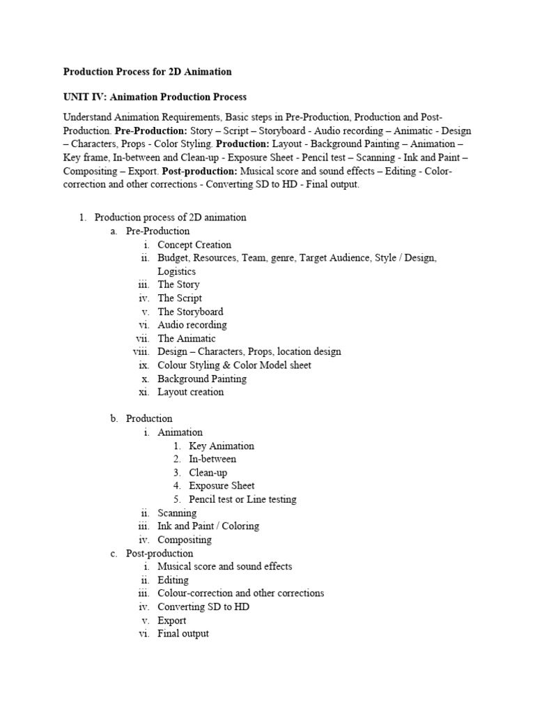 2D Animation Production Process Guide | PDF | Animation