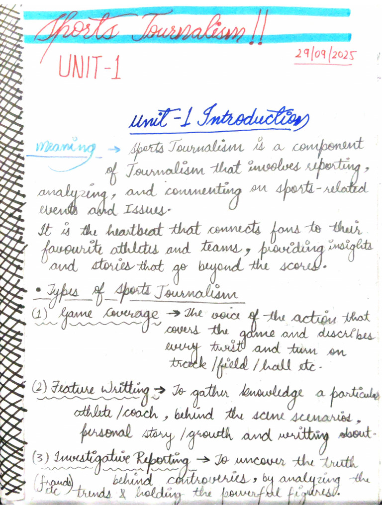 Sports Journalism Introduction, Meaning, Scope, Changing Trends | PDF