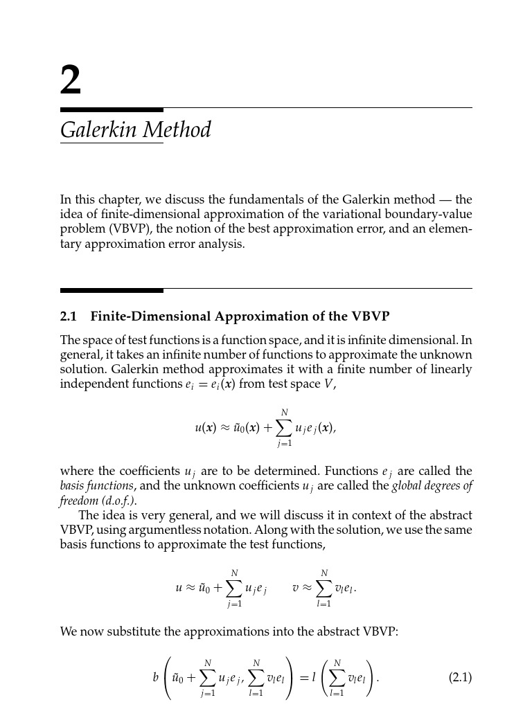 Galerkin Methods Pdf Finite Element Method Vector Space