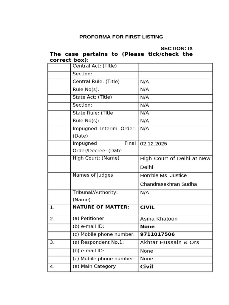 Listing Proforma | PDF | Public Law | Justice